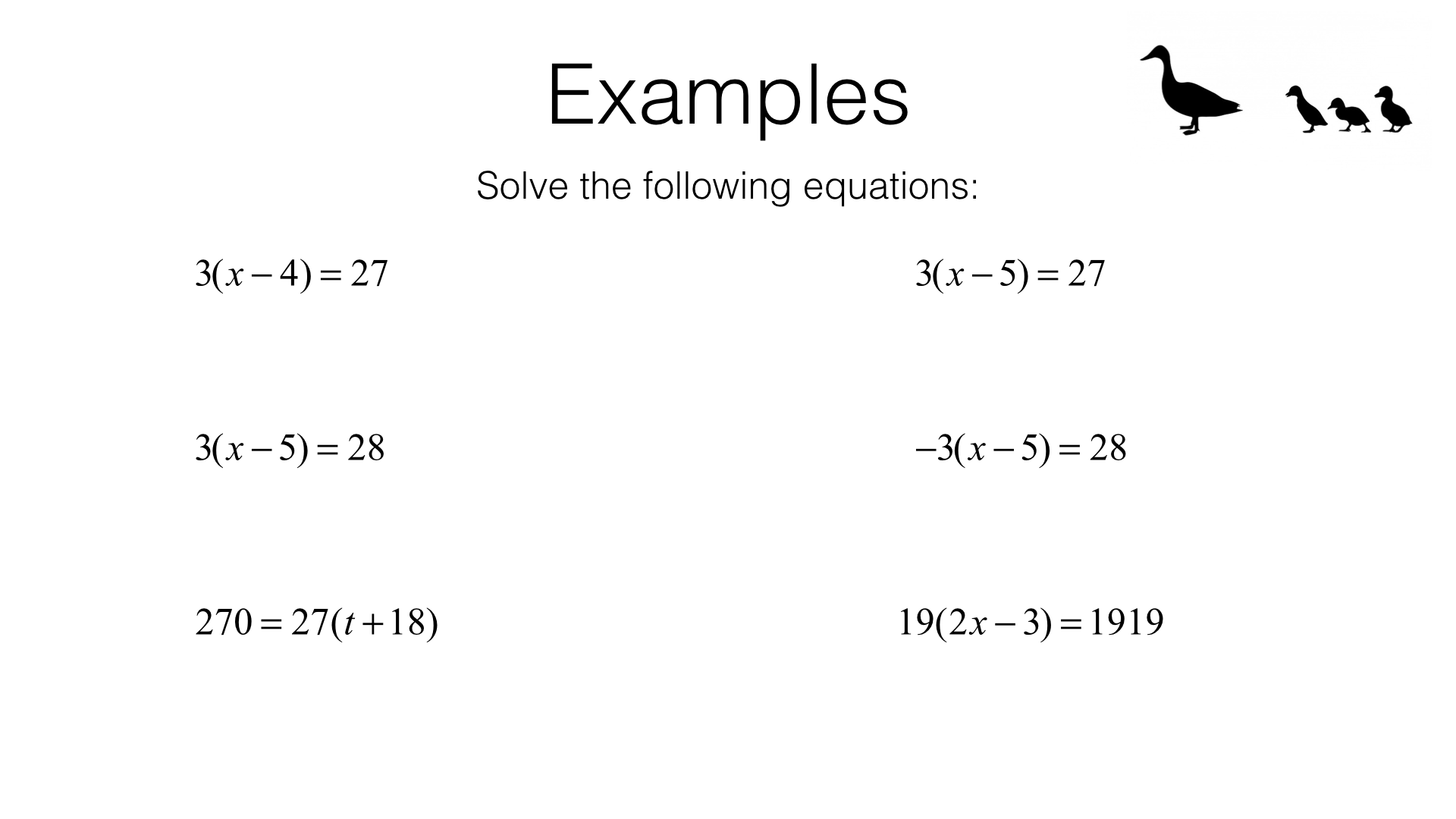 A17a Solving Simple Linear Equations In One Unknown Algebraically