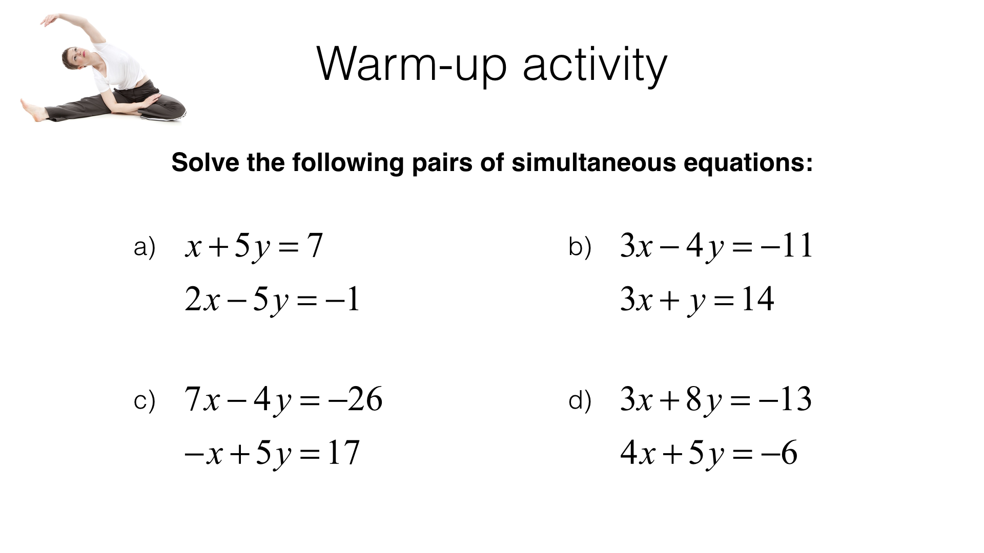 A21b – Deriving and solving an equation or simultaneous equations to ...