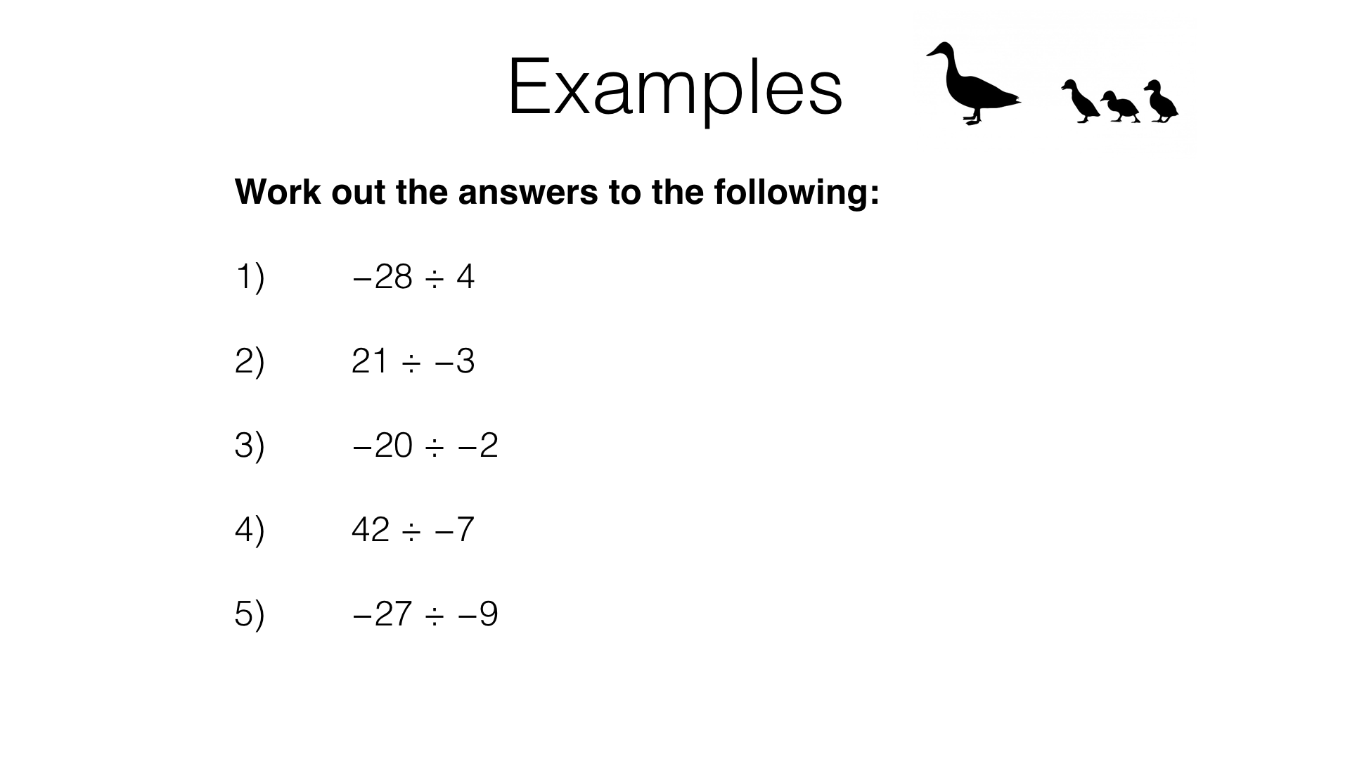 N2e – Applying the four operations to negative numbers – BossMaths.com